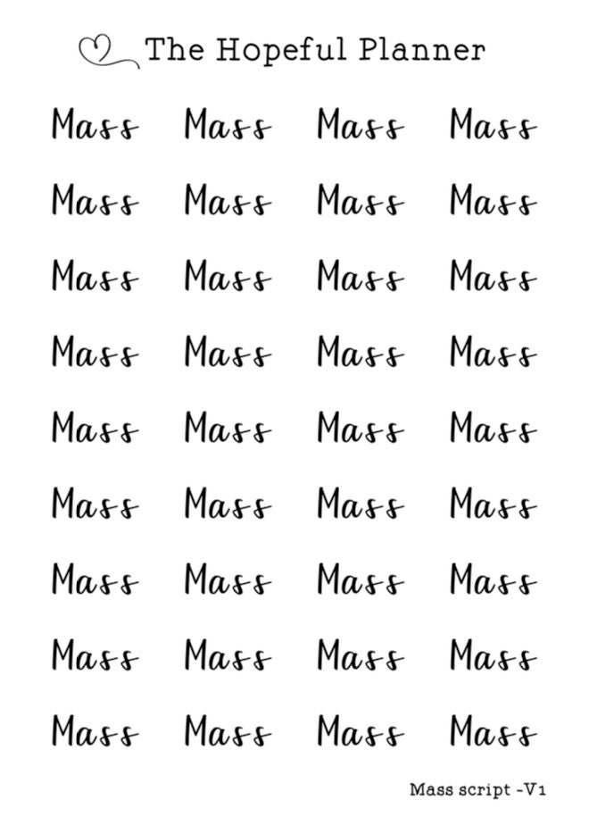Mass script stickers Catholic sticker sheets for Planners | Etsy