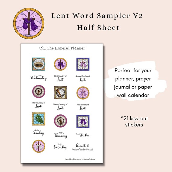 Lent Word Sampler Sticker Sheet V2 Liturgical Reminder - Etsy