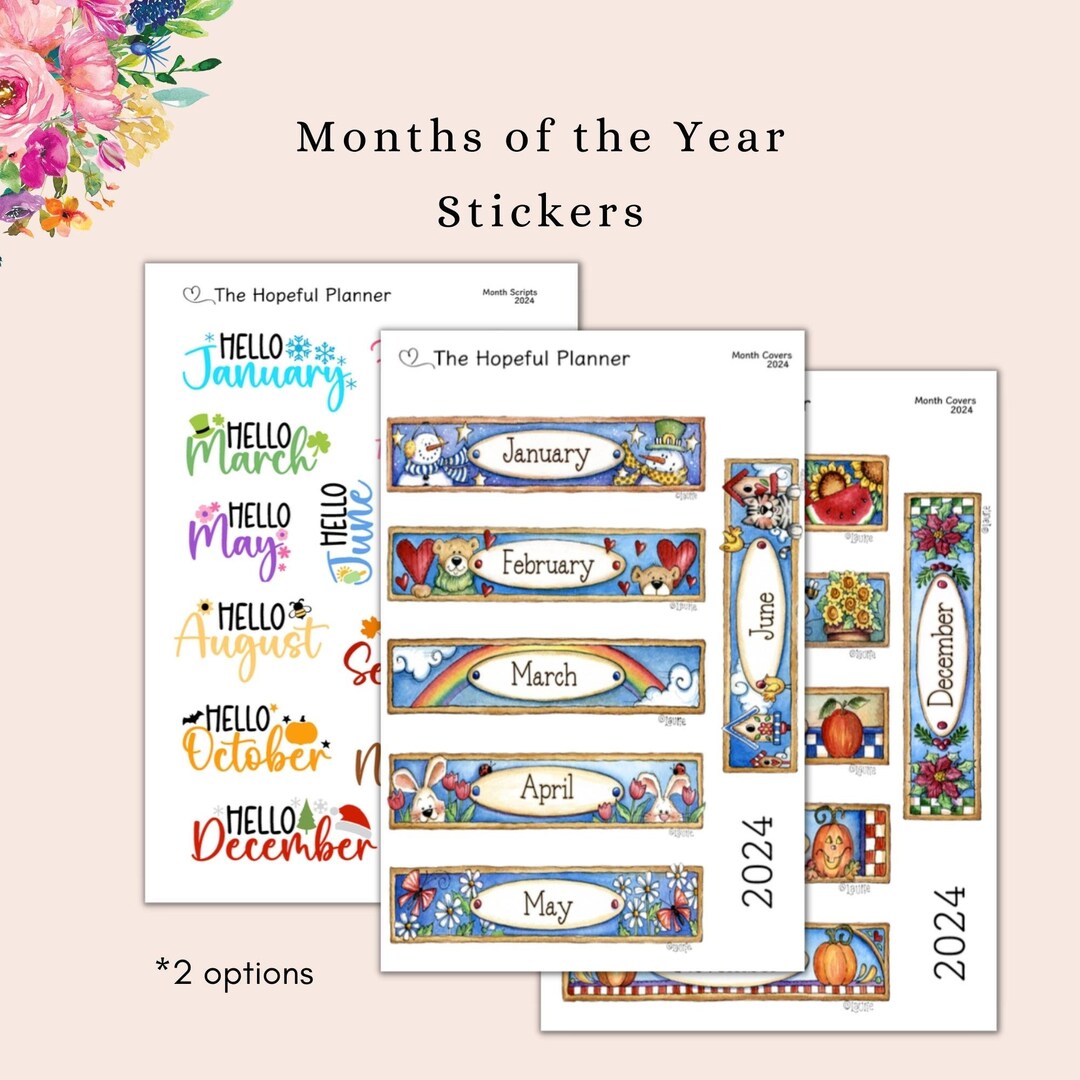 2024 Months of the Year Stickers Cute Monthly Themed Sticker - Etsy