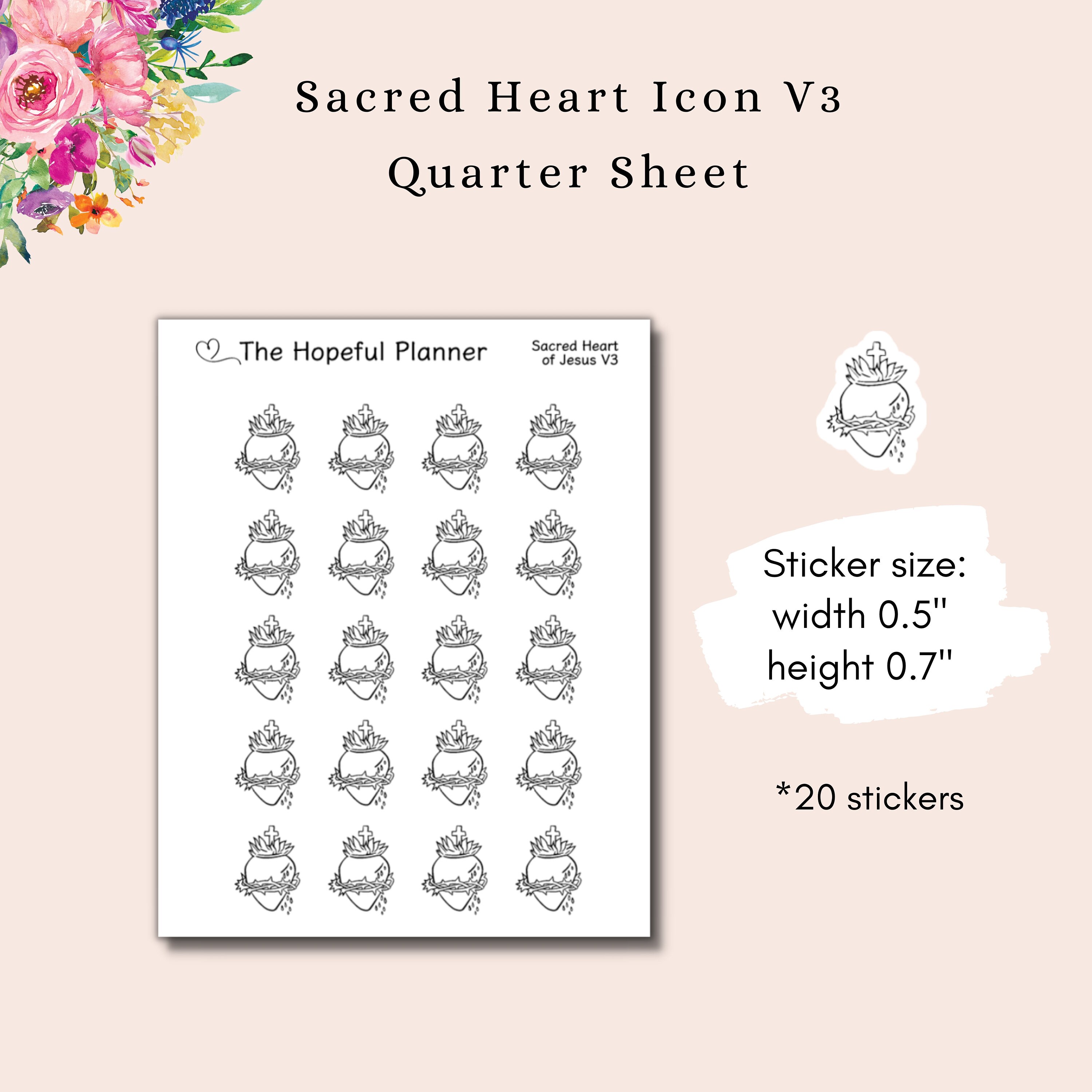 Sacred Heart Icons V3 Sticker Sheets - Catholic Prayer / Devotion ...