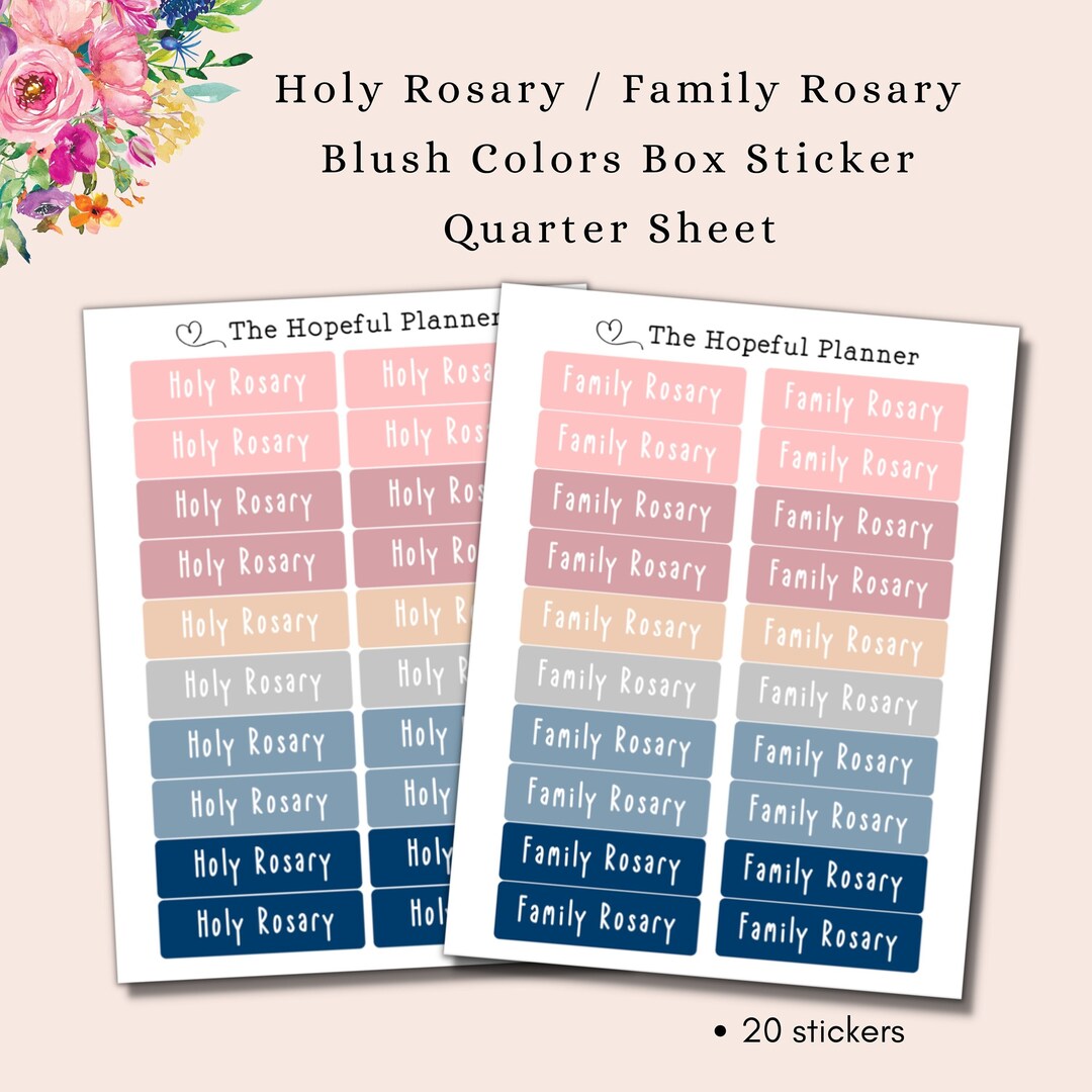 Holy Rosary / Family Rosary Box Stickers Blush Collection - Etsy