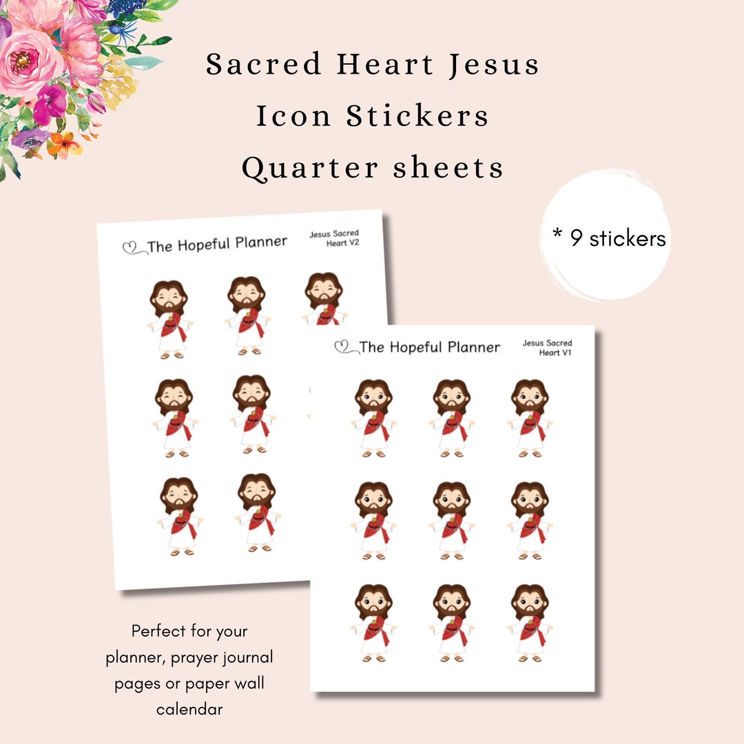 Sacred Heart Jesus Icon Stickers *NEW* - Cute Jesus Stickers - Catholic ...