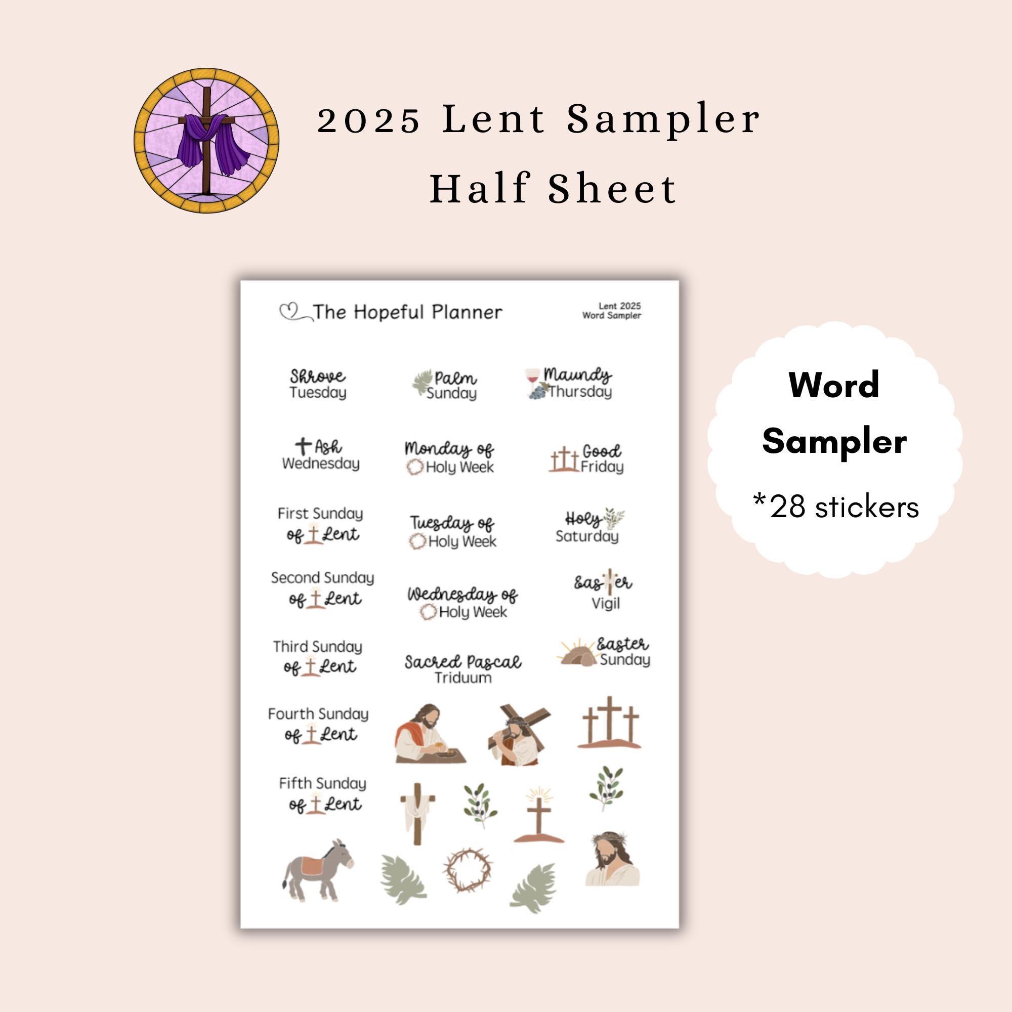 2025 Lent Planner Stickers: Christian Faith, Liturgical Sampler Sheets ...
