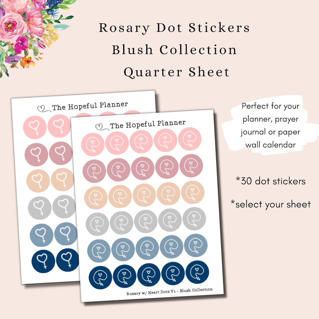 Rosary Dot Stickers - Blush Collection - Catholic Prayer Reminder ...