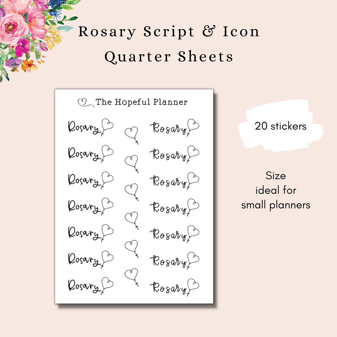 Rosary Script & Icon Sticker Sheet - Catholic Prayer Reminder Stickers ...