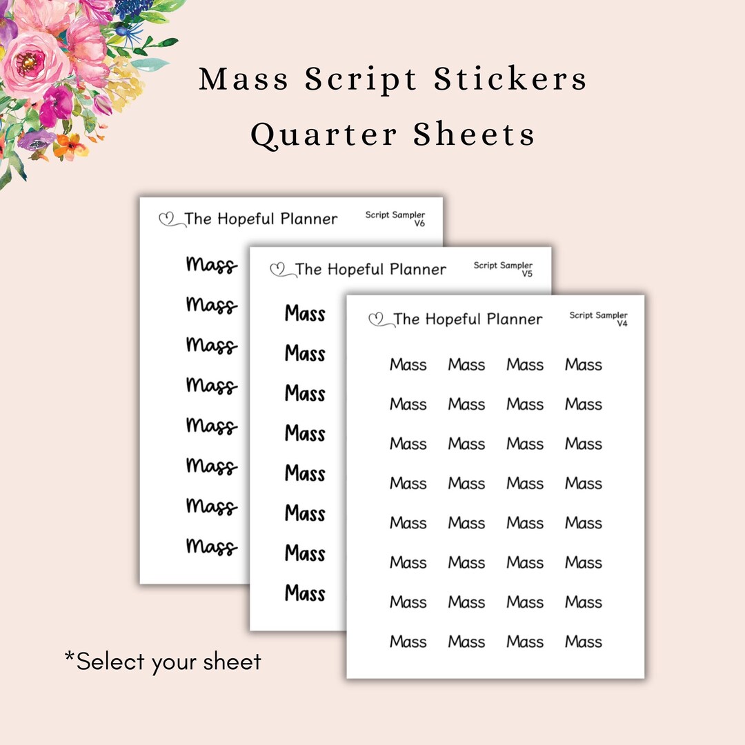 Mass *NEW* Script Sticker Sheets - Catholic Stickers for Planners ...