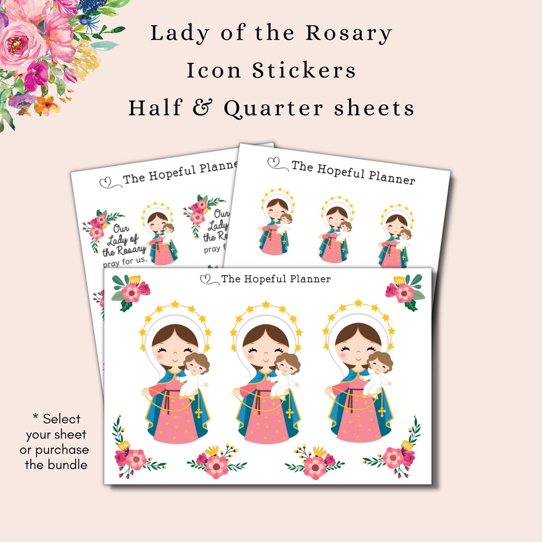 Our Lady of the Rosary Icon Stickers - Marian Feast Day - Sticker ...