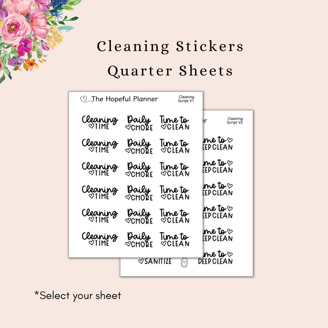 Cleaning Time Sticker Sheets - Cute Cleaning Reminder Stickers for Home ...