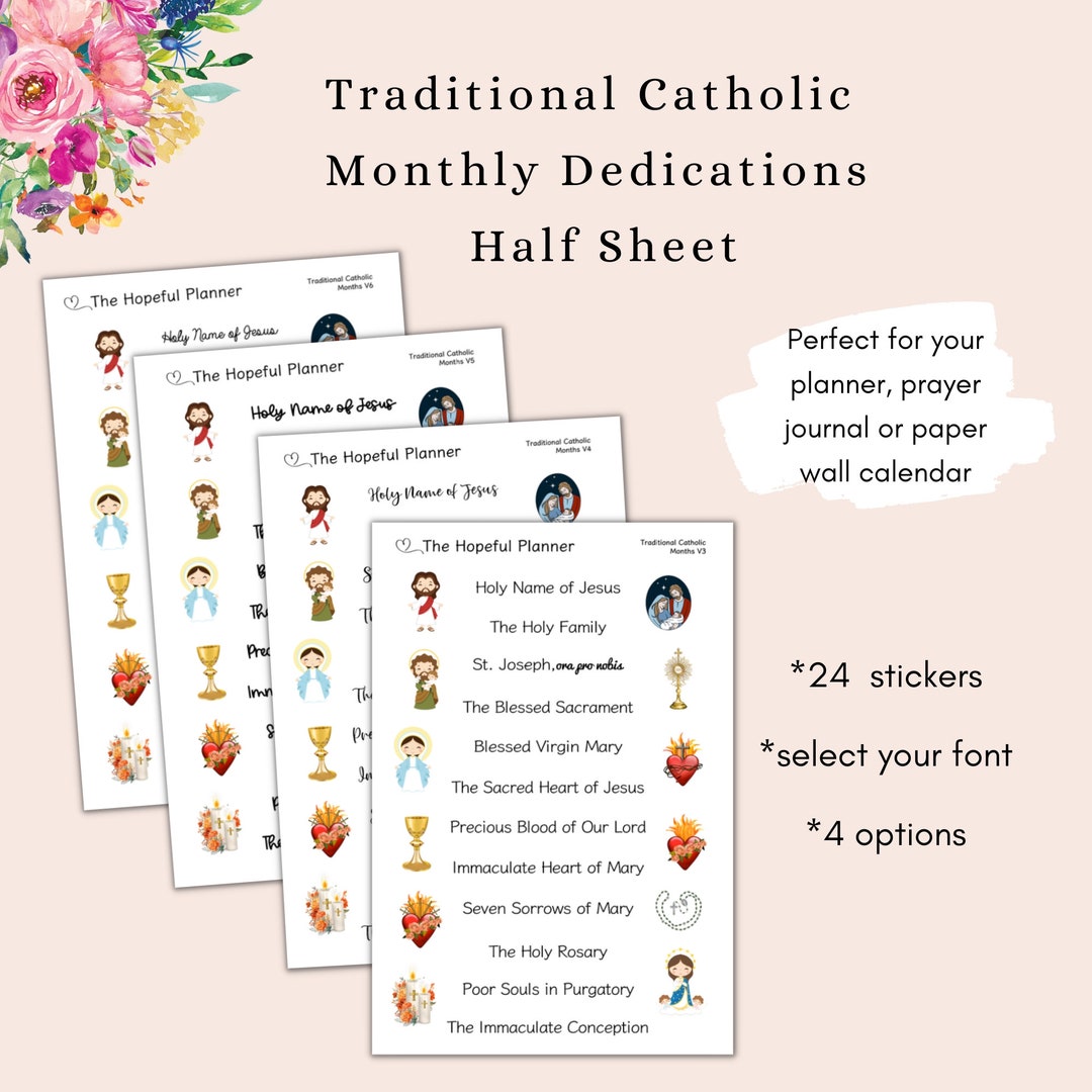 Catholic Planner Stickers: Traditional Month Dedication, 2024 ...