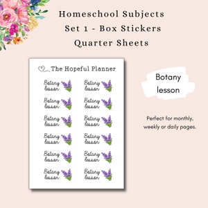 Homeschool Subjects Set 1 Stickers - Lesson Subject Box Stickers ...
