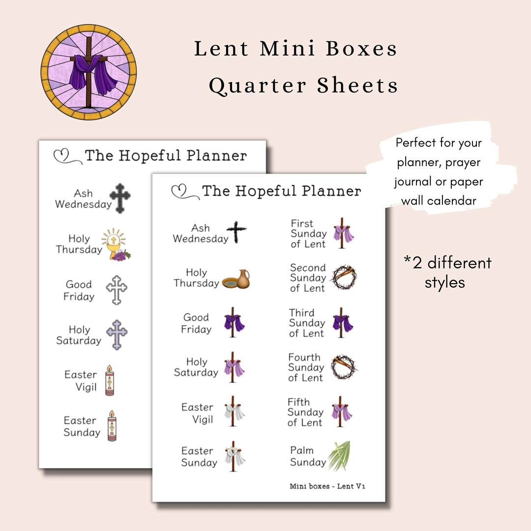 Lent Weeks Mini Box Sticker Sheets Christian Holy Days Planner ...