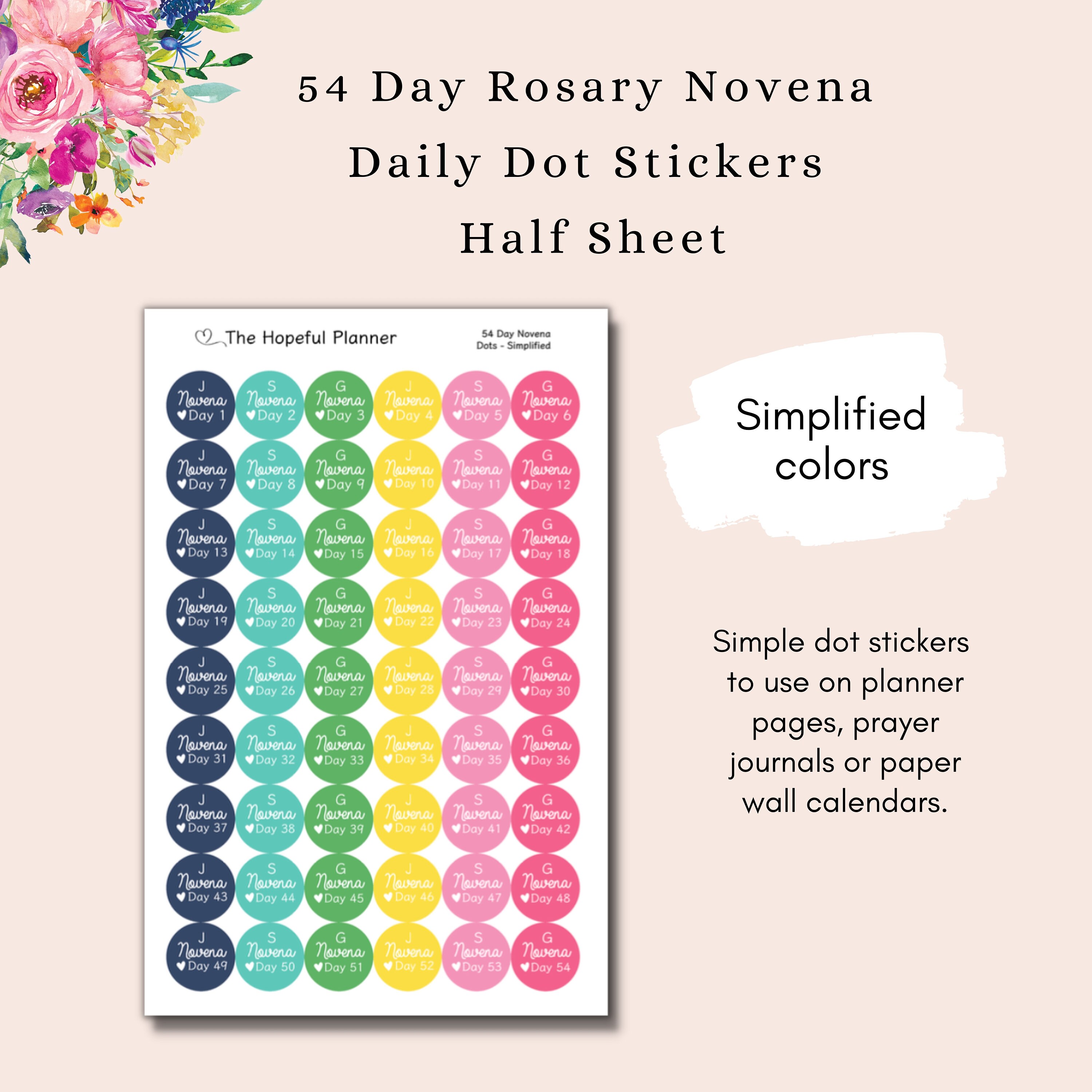54 Day Rosary Novena Dot Tracker Stickers Catholic Devotion - Etsy