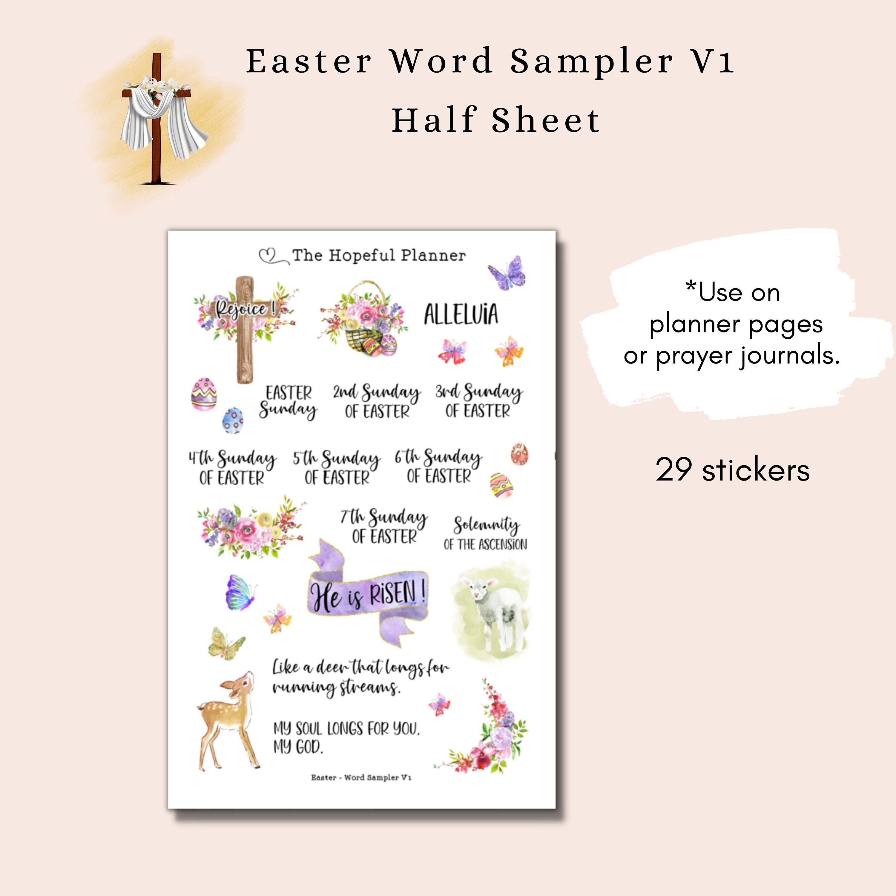Easter Word Sampler V1 Sticker Sheet - Easter Season Christian ...