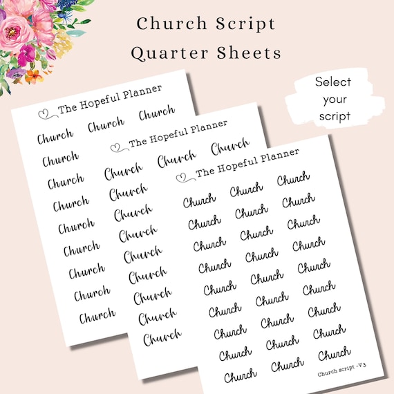 Church Script Stickers Christian Planner Sticker Sheets for - Etsy