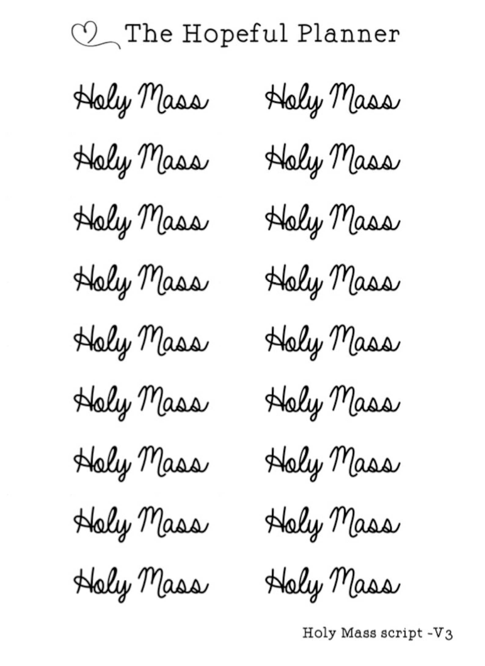 Holy Mass Script Stickers Catholic Sticker Sheets for - Etsy