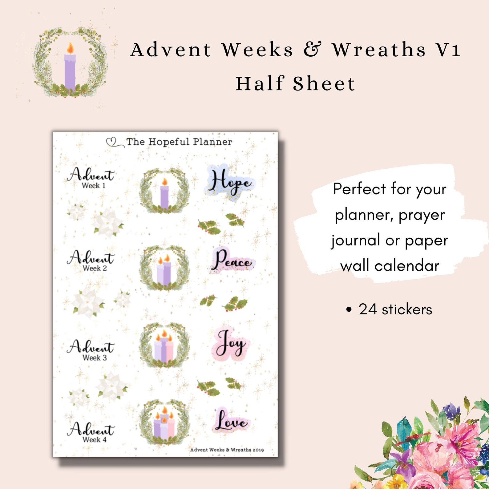 Advent Weeks and Wreaths V1 Stickers Liturgical Planning - Etsy