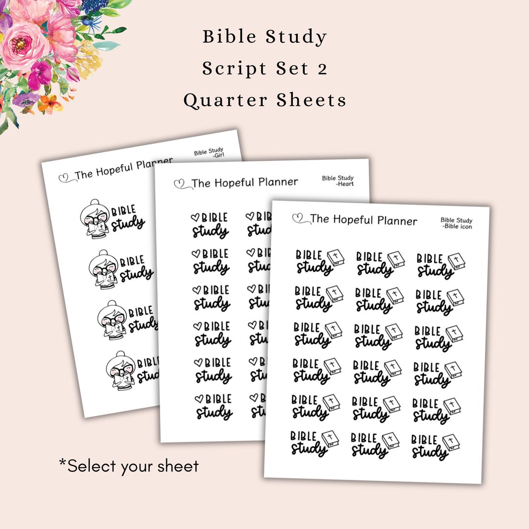 Bible Study Stickers SET 2 Cute Script Bible Study Reminder Sticker ...