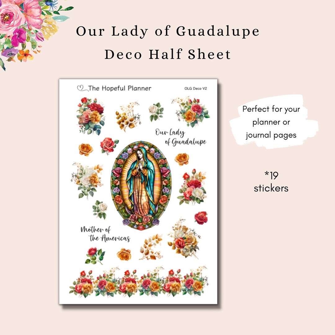 Our Lady of Guadalupe Deco V2 Sticker Sheet - Decorative Stickers for ...