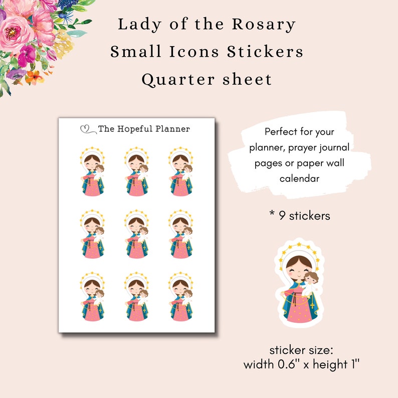 Our Lady of the Rosary Icon Stickers Marian Feast Day - Etsy