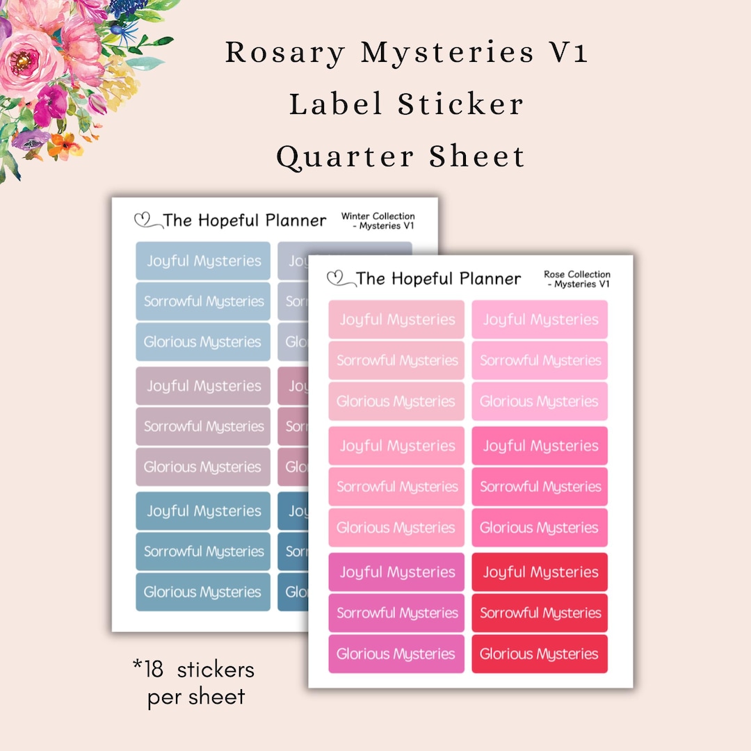 NEW Mysteries of the Rosary V1 Sticker Sheets - Blush Collection ...