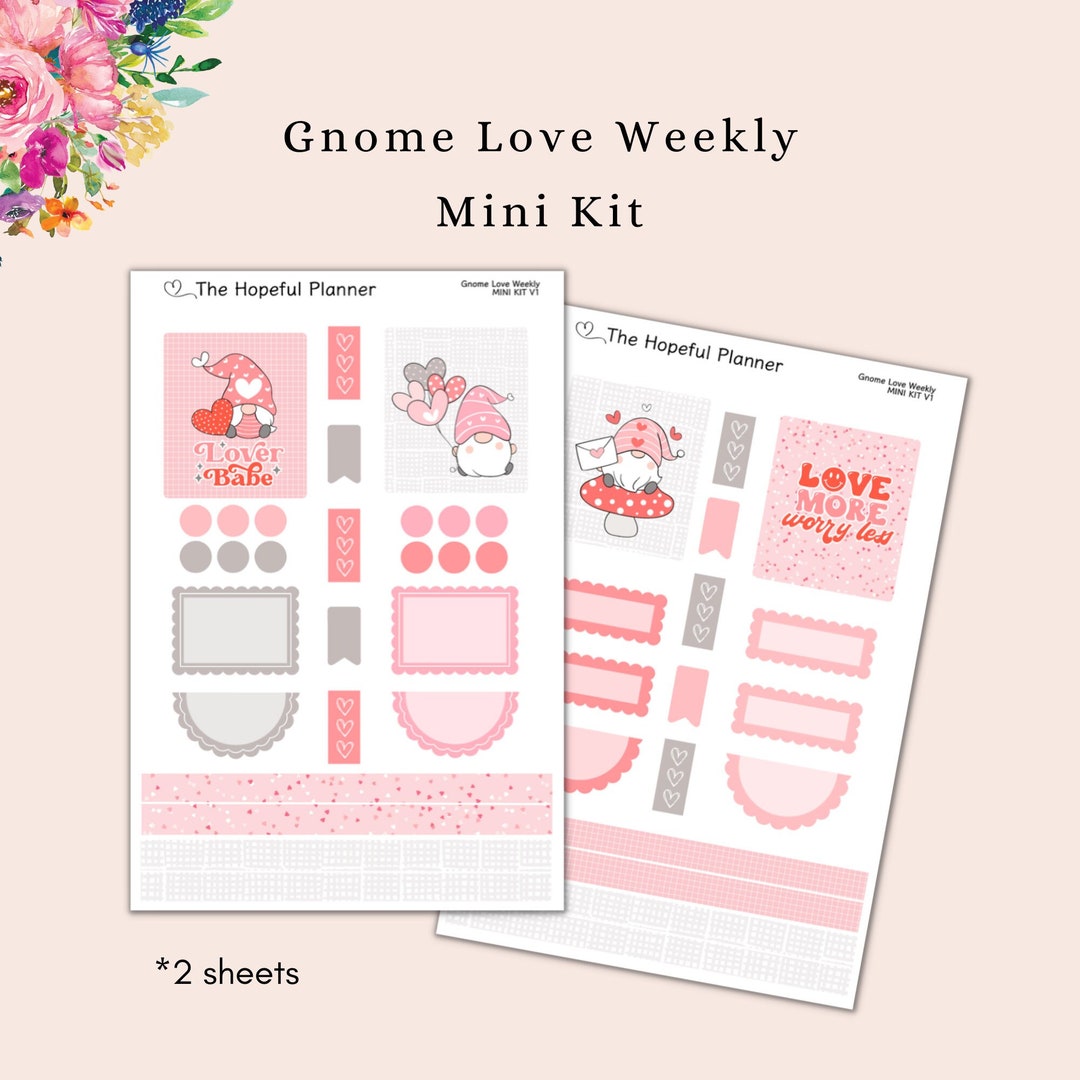 Gnome Love Mini Sticker Kit - 2024 Valentine's Day Decorative Sticker ...