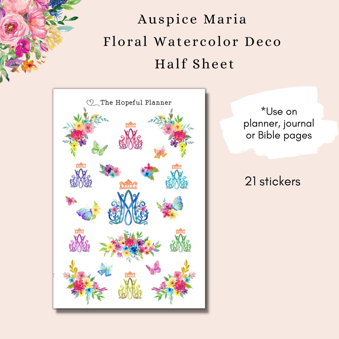 Auspice Maria Bright Floral Decorative Stickers - Traditional Catholic ...