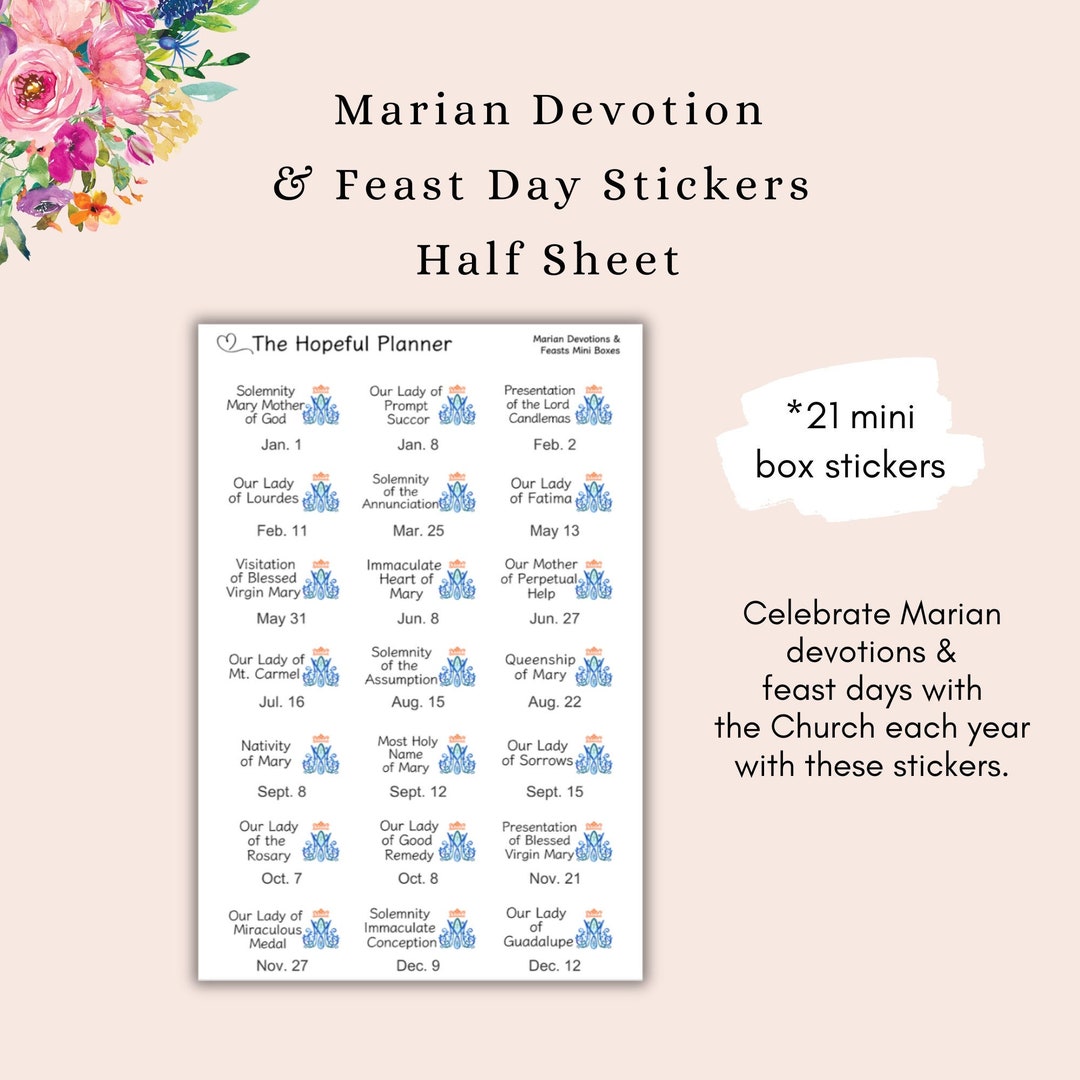 Marian Devotion & Feast Day Sticker Sheet - Traditional Catholic ...