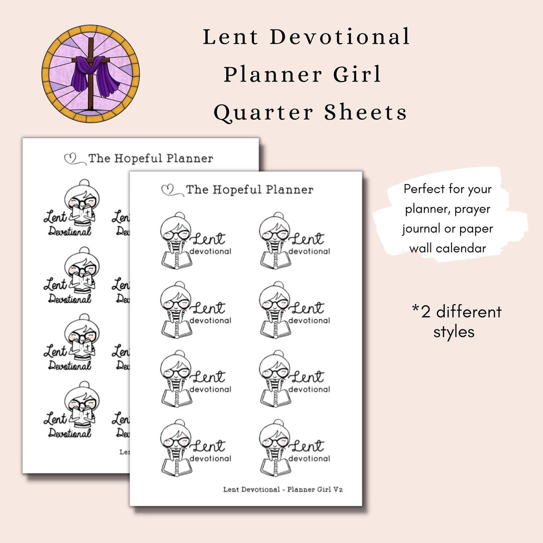 Lent Devotional Planner Girl Sticker Sheets - Lent Journaling Reminders ...