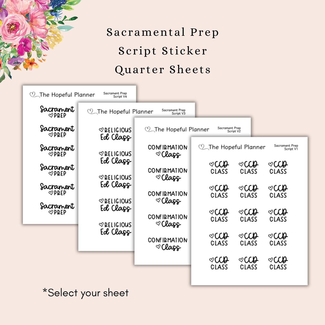 Sacramental Prep Script Stickers - Sacrament Class / Catechism Class ...
