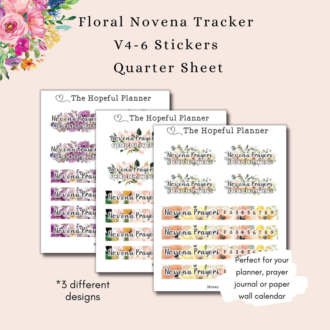 Novena Floral Weekly Trackers V4-6 Sticker Sheet - Catholic Prayer ...