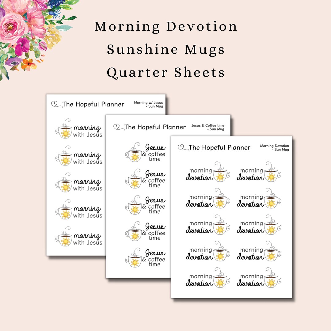 Morning Devotion -sunshine Coffee Mug Stickers - Bible and Devotional ...