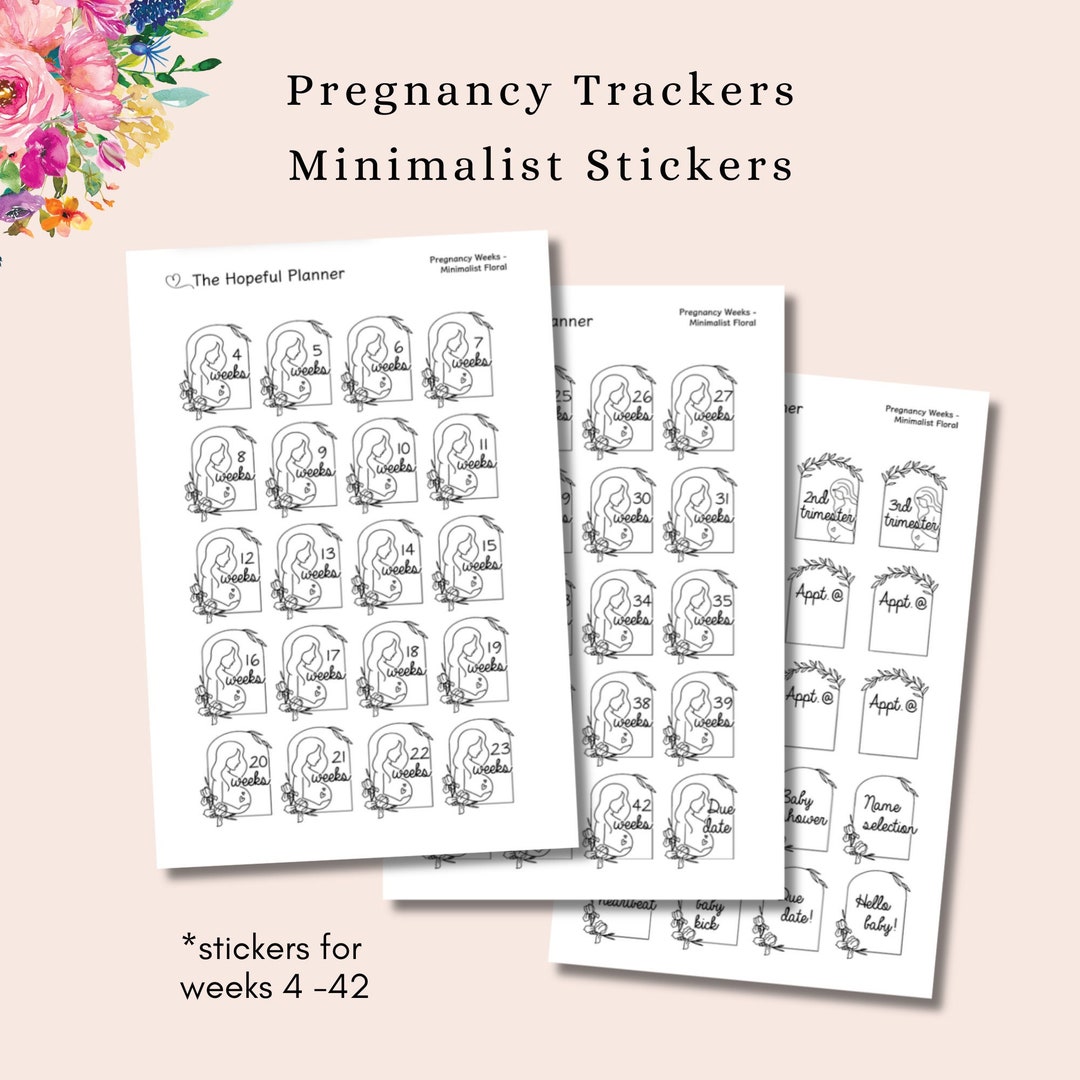 Pregnancy Weeks Countdown Stickers - Minimalist Pregnancy Sticker Set ...
