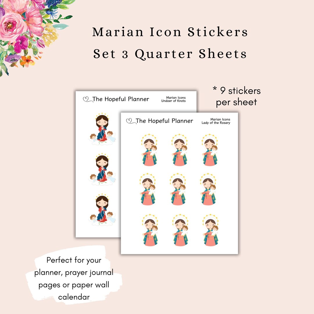 Marian Icon Stickers Set 3 -our Lady of the Rosary, Our Lady Undoer of ...