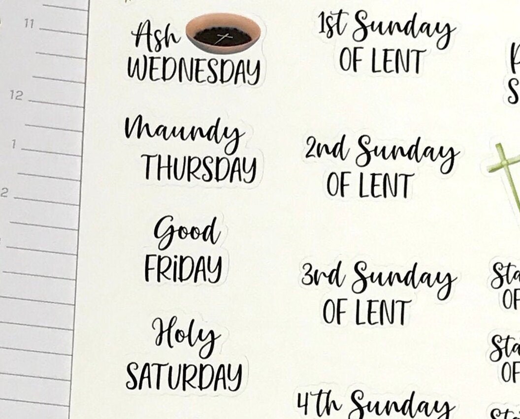 Lent Word Sampler Sticker Sheet V1 Liturgical Reminder - Etsy