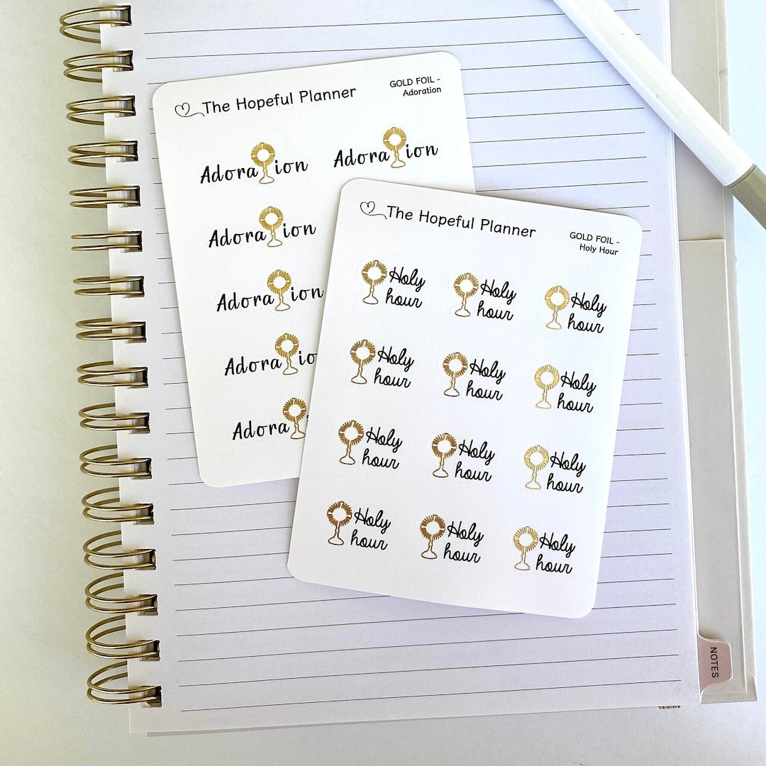 Adoration / Holy Hour Gold Foil Stickers Blessed Sacrament Catholic ...