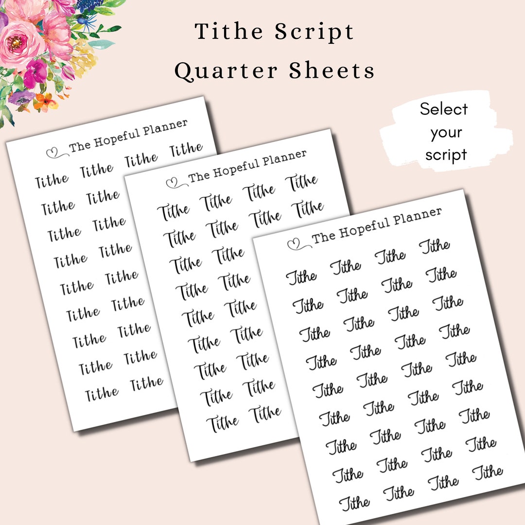 Tithe Script Sticker - Almsgiving Reminder - Christian Planner Sticker ...