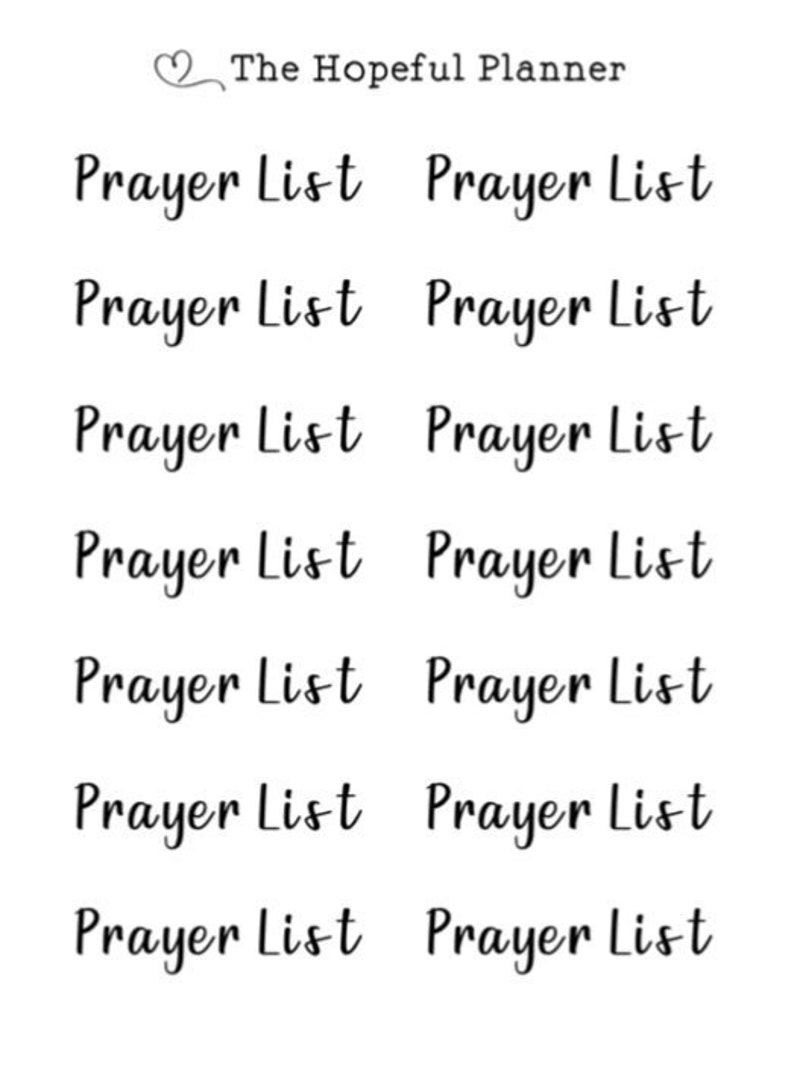 Prayer List Script Christian Planner Sticker Sheet - Etsy