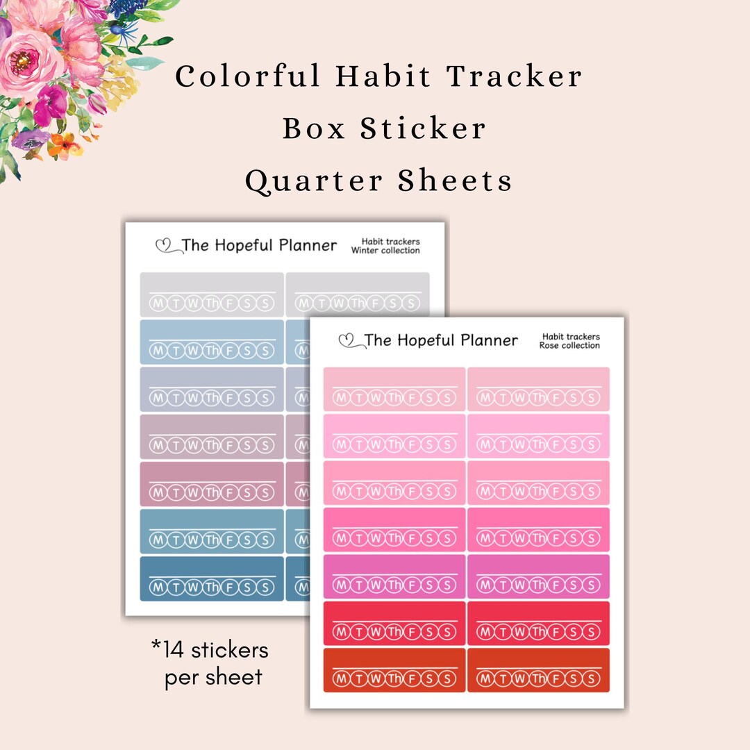 Colorful Habit Tracker Stickers - Blank Weekly Tracker Sticker Sheets ...