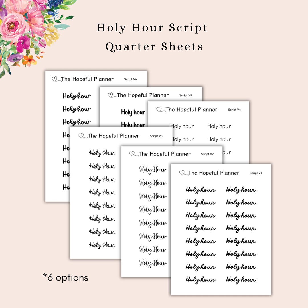 Holy Hour Script Sticker Sheets - Catholic Devotion Planning - First ...