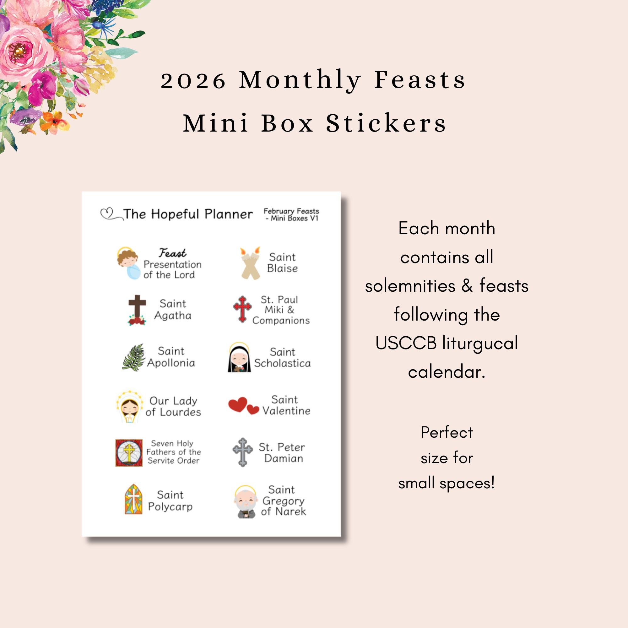 2026 JAN - JUN Catholic Holy & Feast Day Stickers - Mini Box Liturgical ...