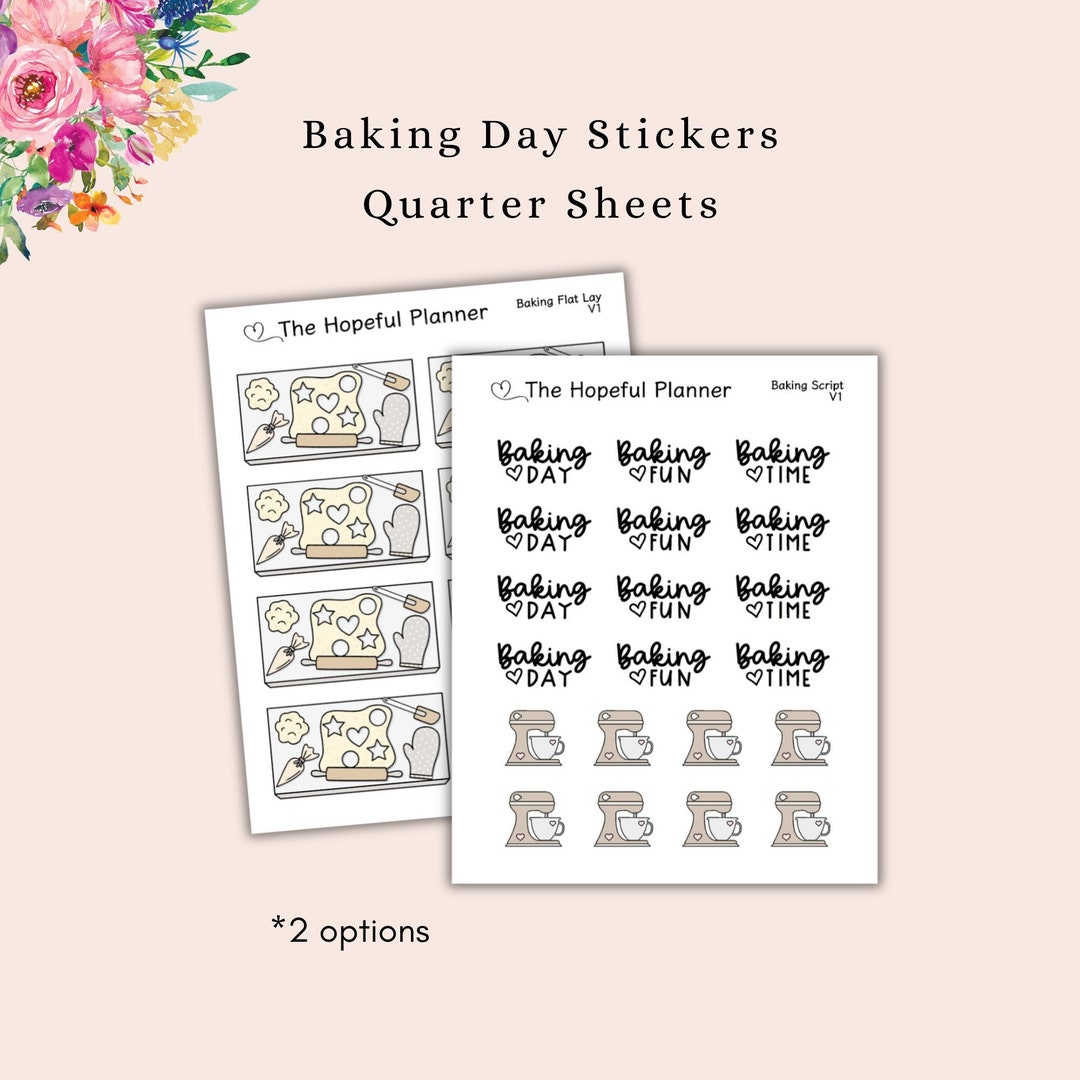 Baking Time Planner Stickers - Baking Script and Icon Sticker Sheets ...