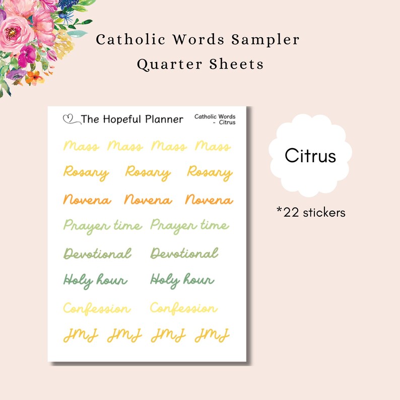 Catholic Word Stickers: Faith Planner & Journal Sampler Sheets - Etsy