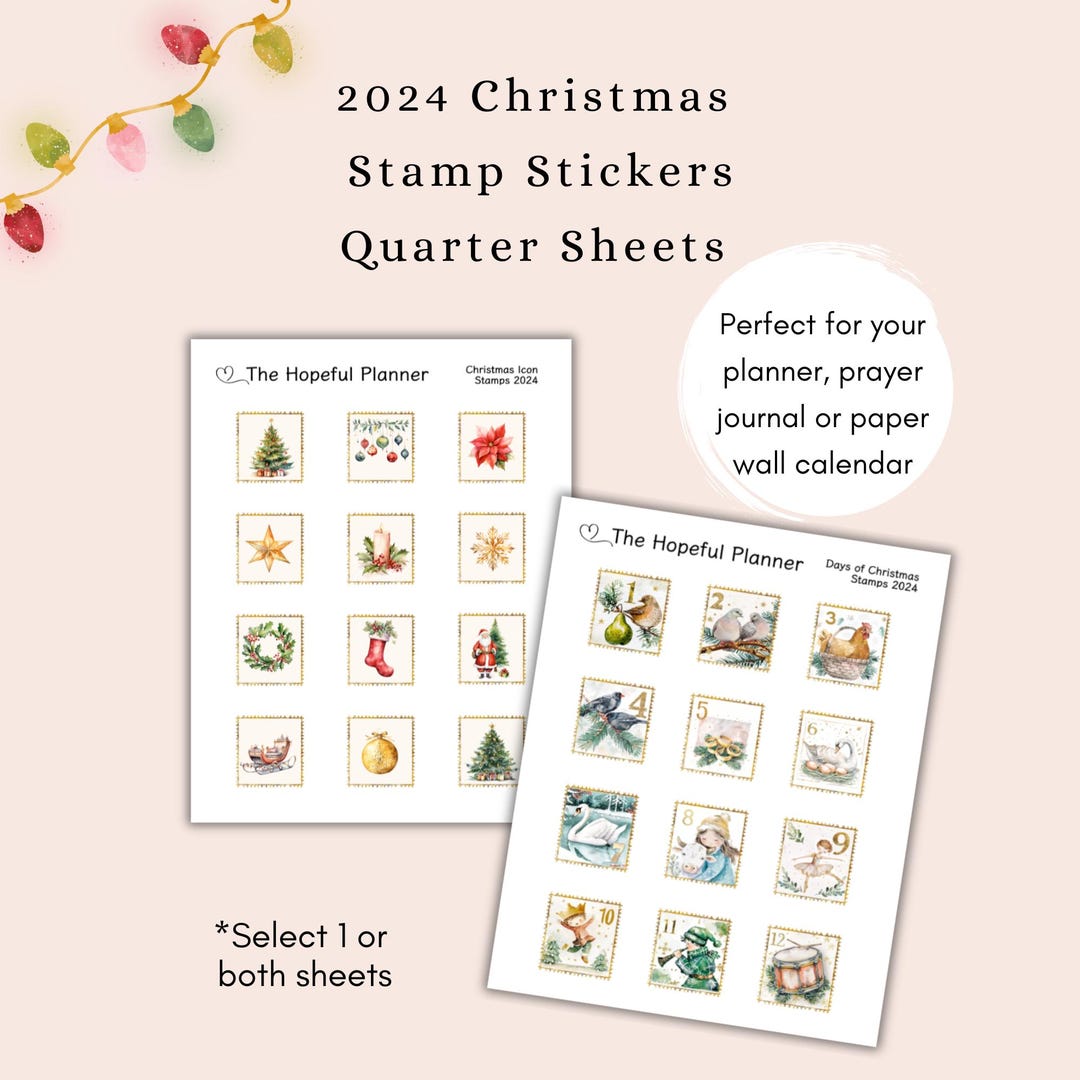 NEW 2024 Christmas Stamp Stickers - Small Christmas Themed Planner ...
