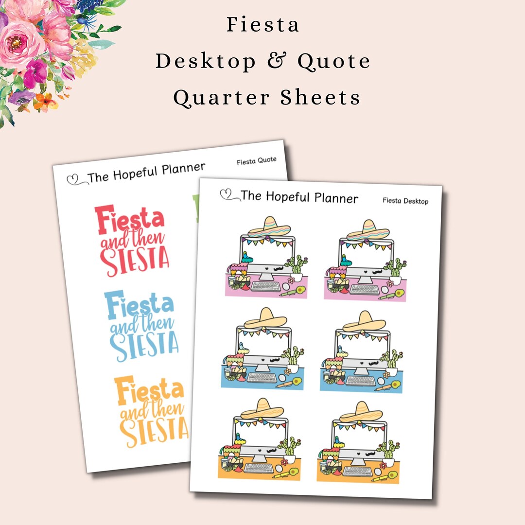 Fiesta 2023 Desktop & Quote Sticker Sheets - Cute Party Themed Fiesta ...