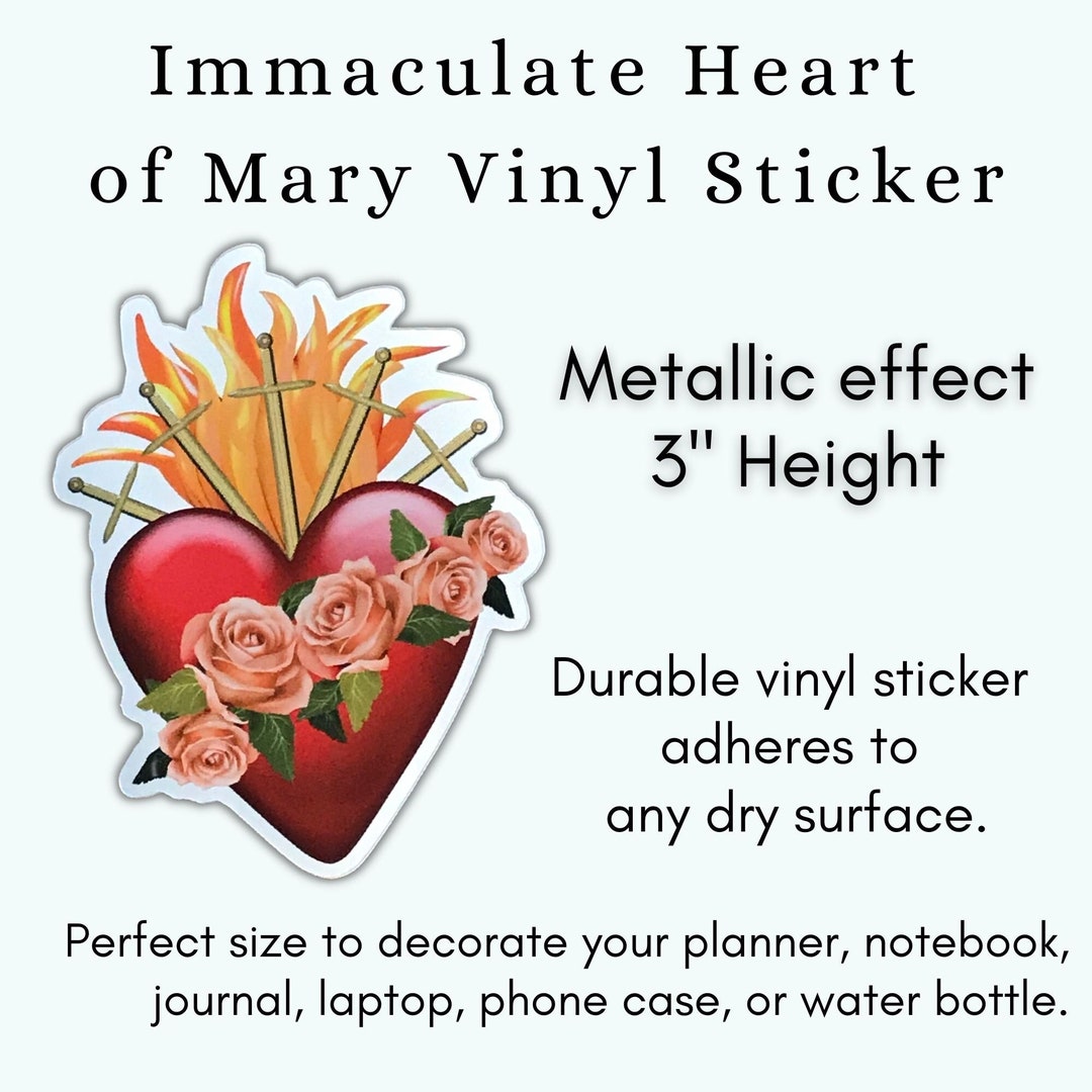 Immaculate / Sacred Heart of Mary Metallic Vinyl Decal Sticker ...