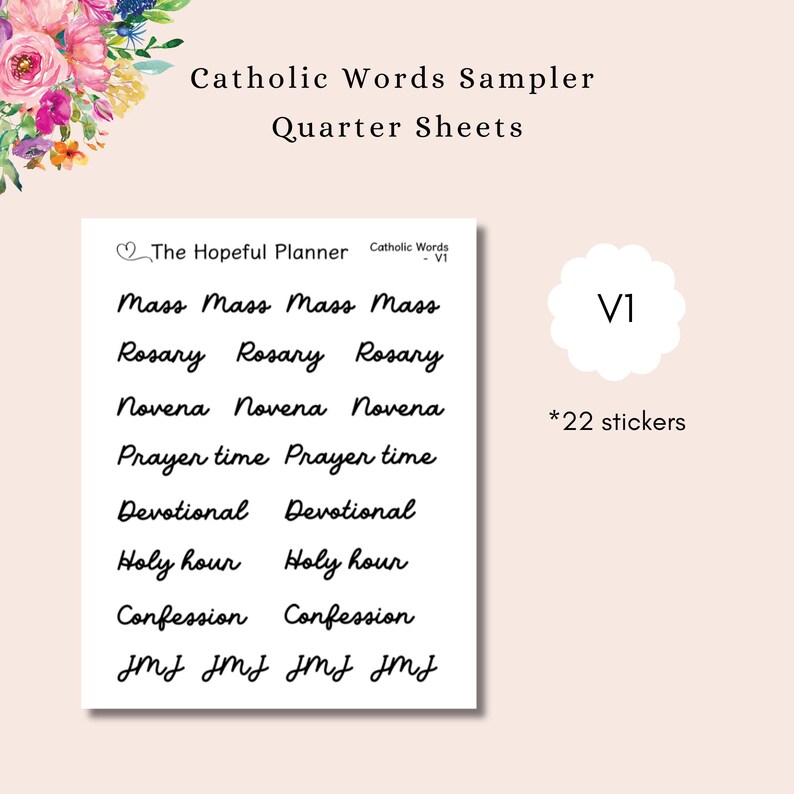 Catholic Word Stickers: Faith Planner & Journal Sampler Sheets - Etsy