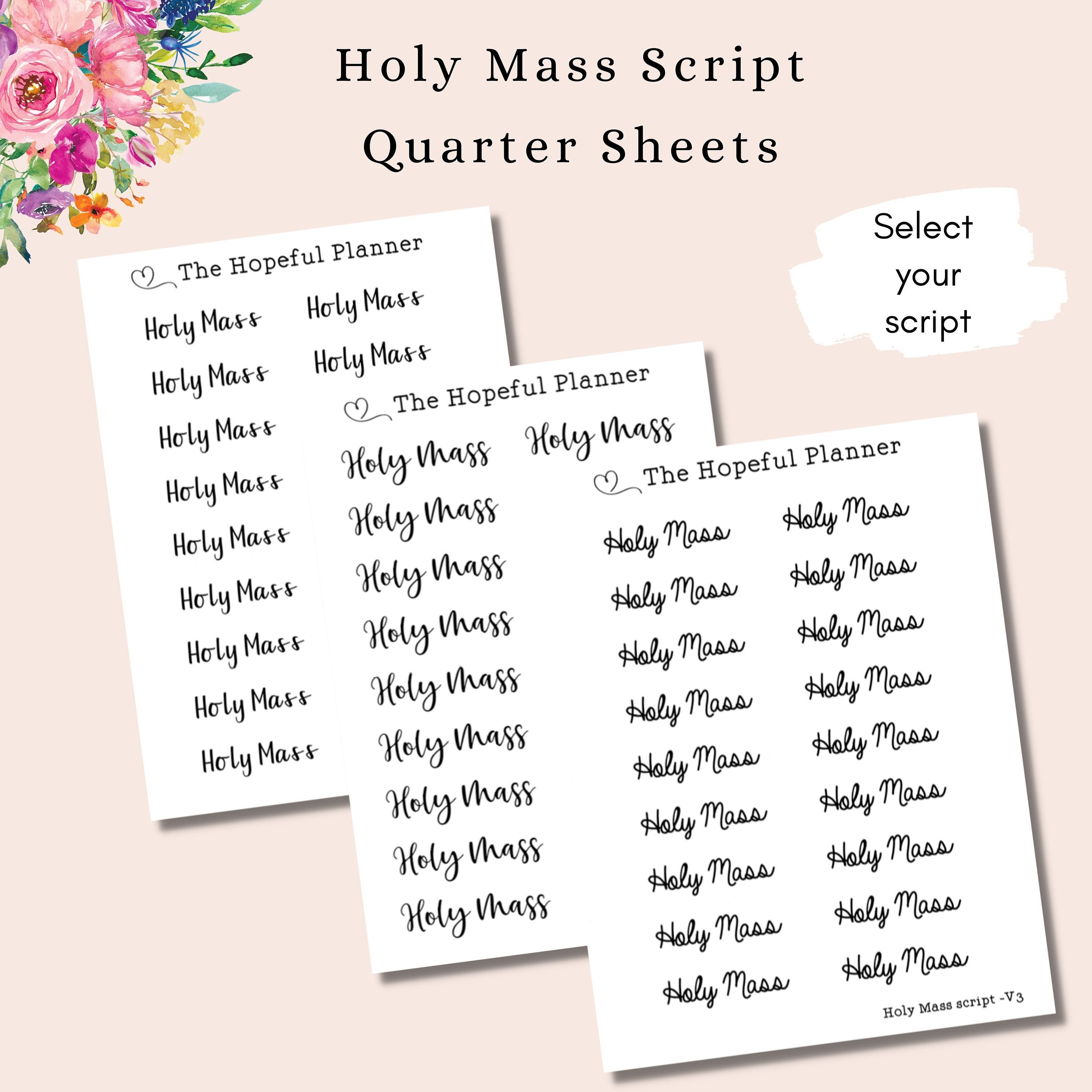 Holy Mass Script Stickers Catholic Sticker Sheets for - Etsy