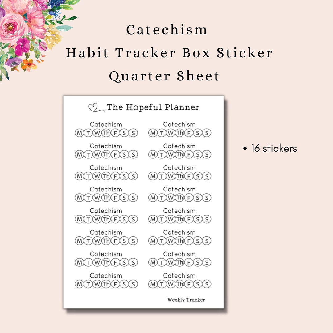 Catechism Weekly Habit Tracker Stickers - Catechism Reading Reminder ...