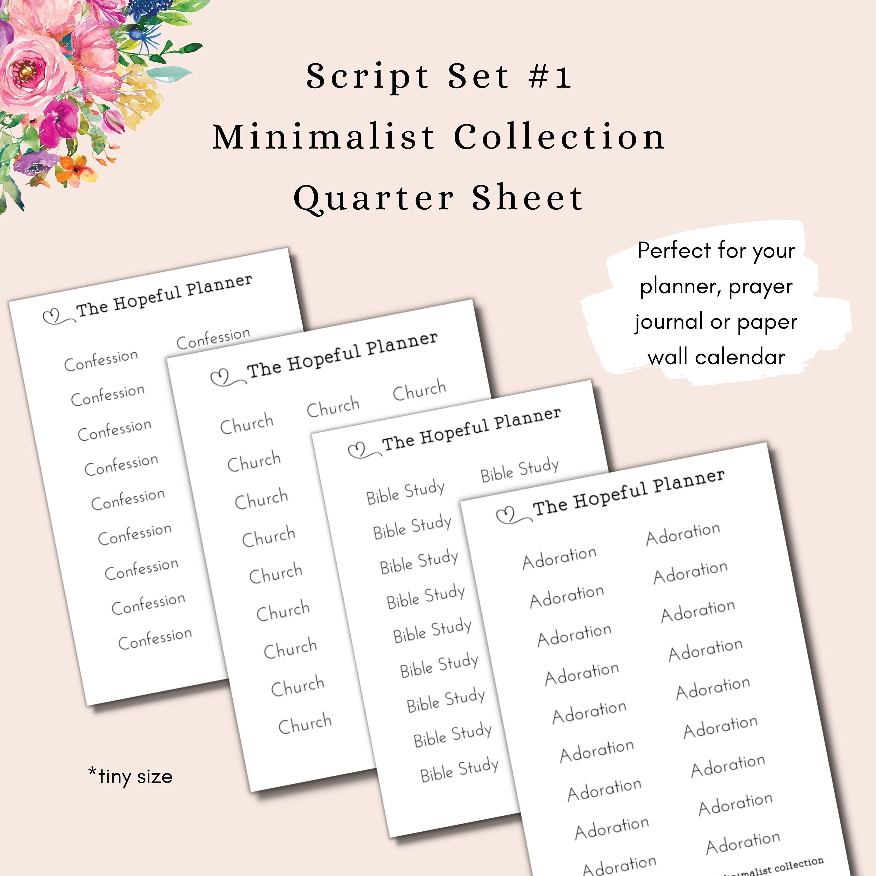 Christian Script Set 1 Sticker Sheets Minimalist Collection - Etsy