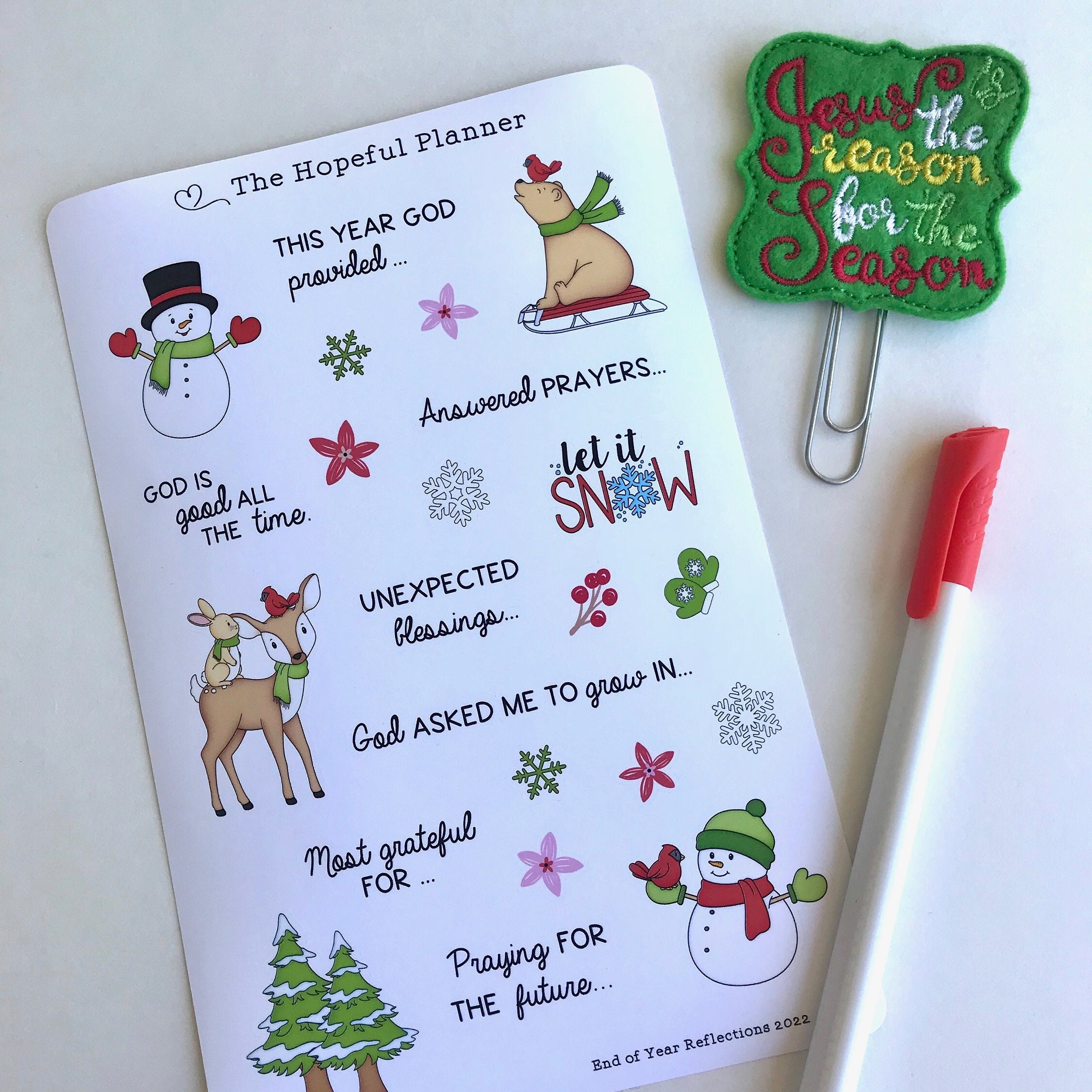 End of Year Reflection Sticker Sheet Winter Theme Journal - Etsy